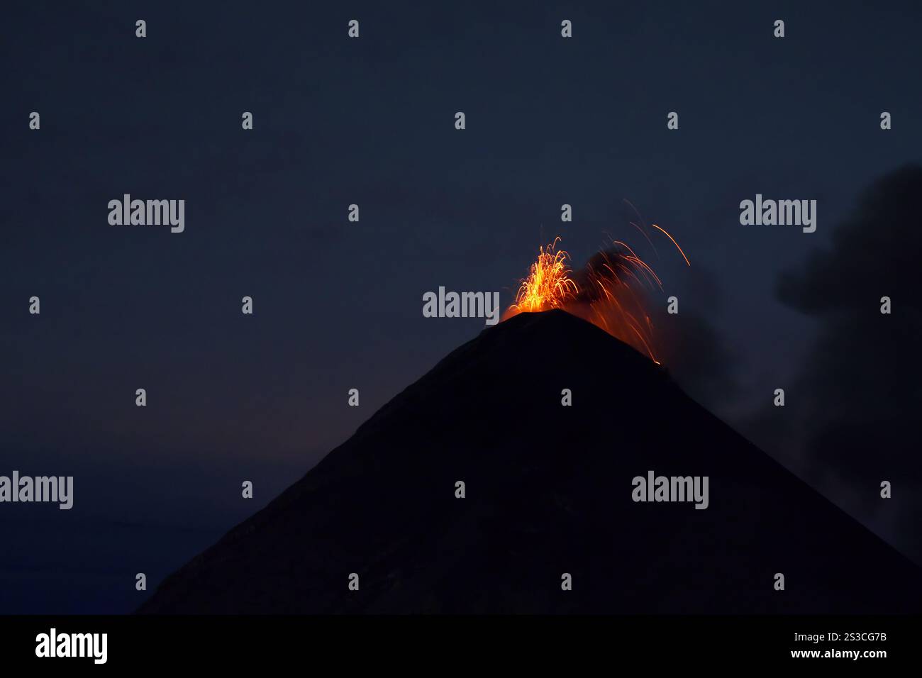Fuego Volcano Eruption at Night, Antigua, Guatemala Stock Photo - Alamy