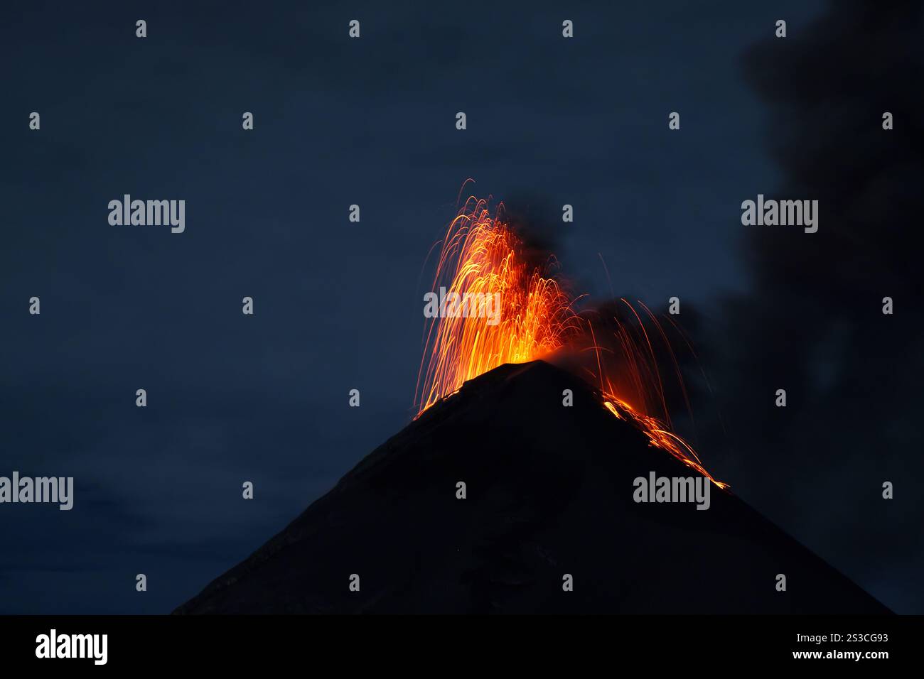 Fuego Volcano Eruption at Night, Antigua, Guatemala Stock Photo - Alamy