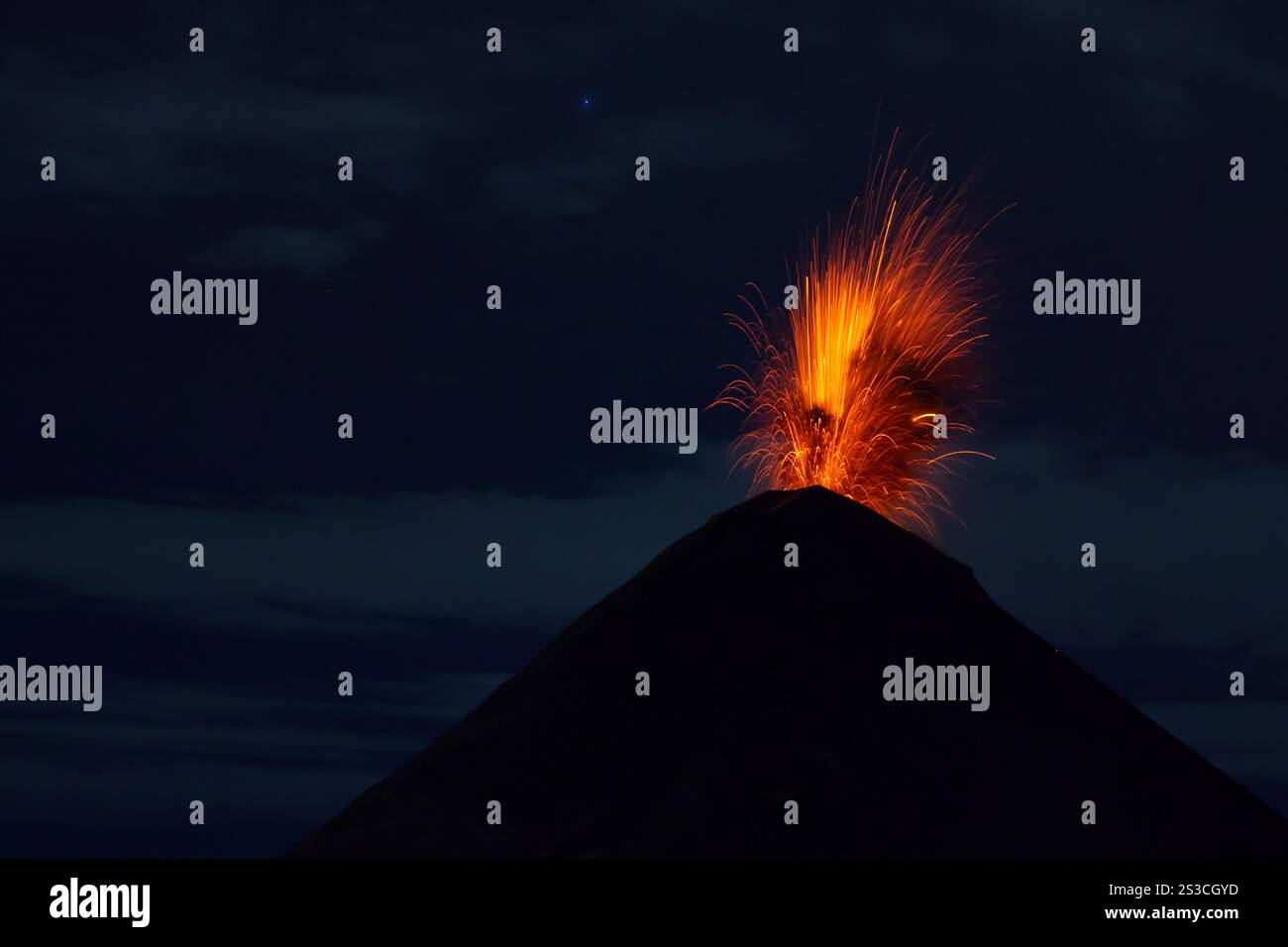 Fuego Volcano Eruption at Night, Antigua, Guatemala Stock Photo - Alamy