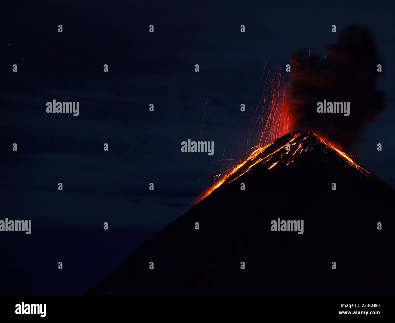 Fuego Volcano Eruption at Night, Antigua, Guatemala Stock Photo - Alamy