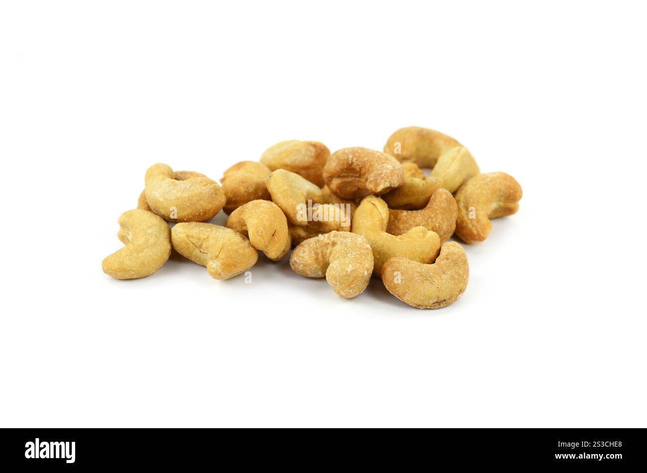 Unshelled roasted cashew nuts isolated on white background Stock Photo ...