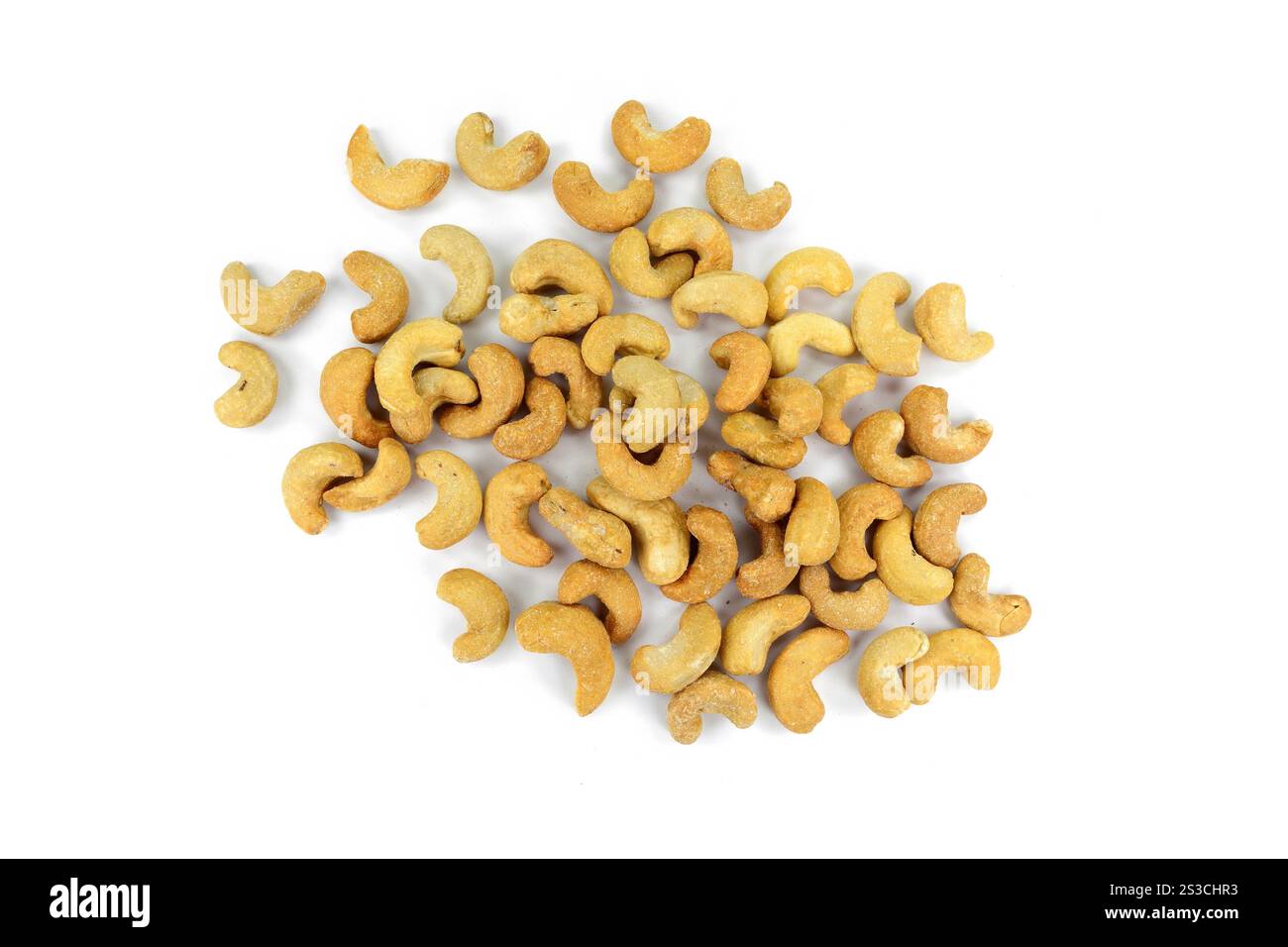 Unshelled roasted cashew nuts isolated on white background Stock Photo ...