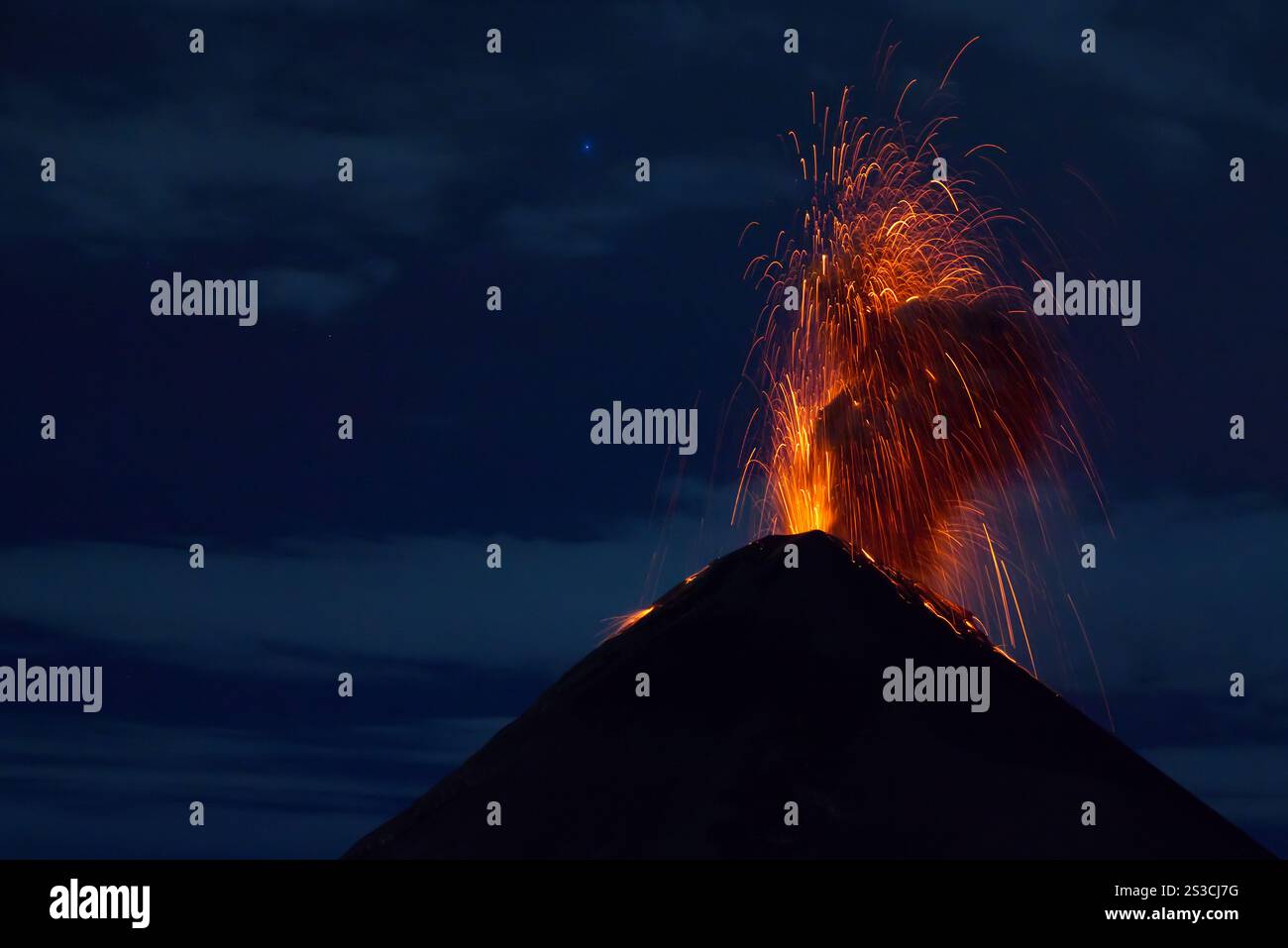 Fuego Volcano Eruption at Night, Antigua, Guatemala Stock Photo - Alamy