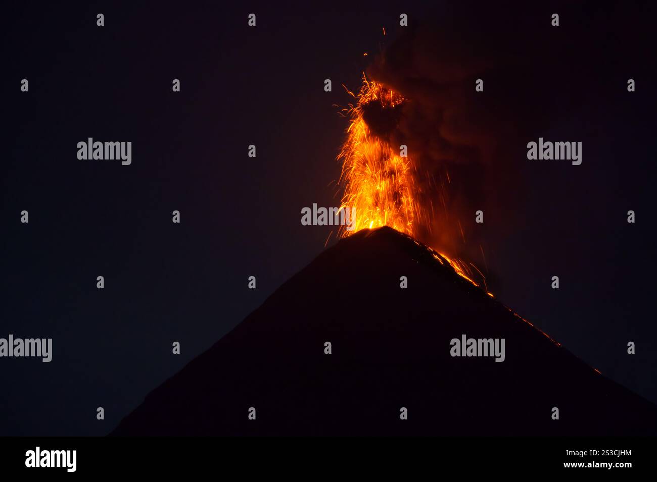 Fuego Volcano Eruption at Night, Antigua, Guatemala Stock Photo - Alamy