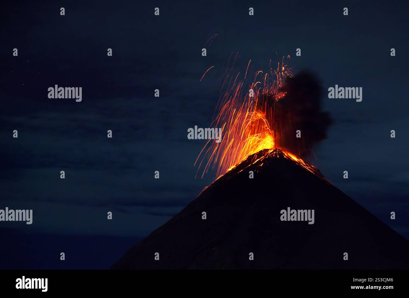 Fuego Volcano Eruption at Night, Antigua, Guatemala Stock Photo - Alamy