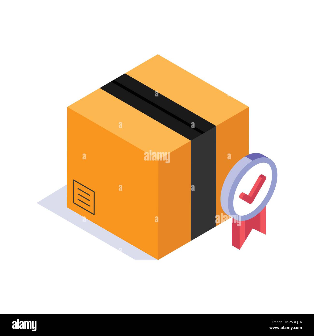 A package with a quality check mark indicating reliable shipping and ...