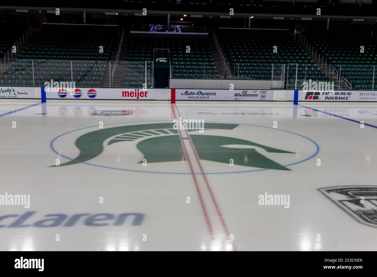 East Lansing, MI - January 4, 2025: Hockey Rink with Michigan State ...