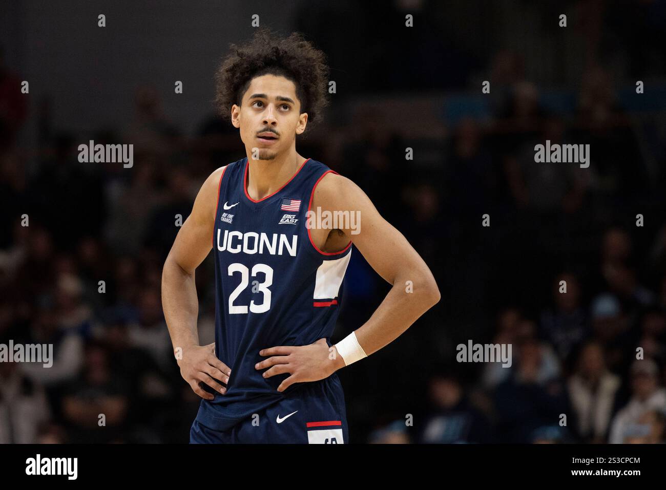 Connecticut forward Jayden Ross (23) in action during an NCAA college ...