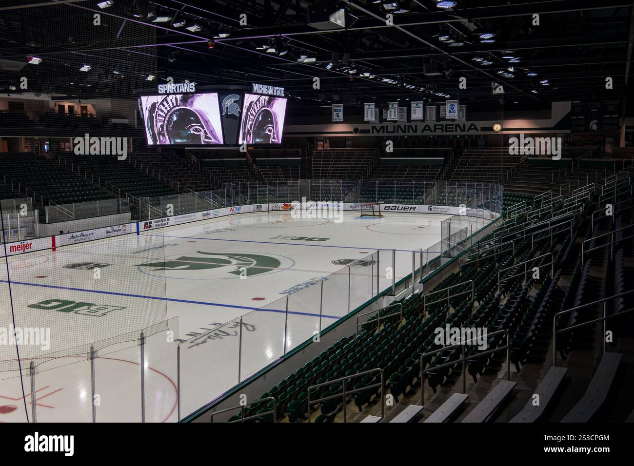 East Lansing, MI - January 4, 2025: Hockey Rink at Munn Ice Arena with ...