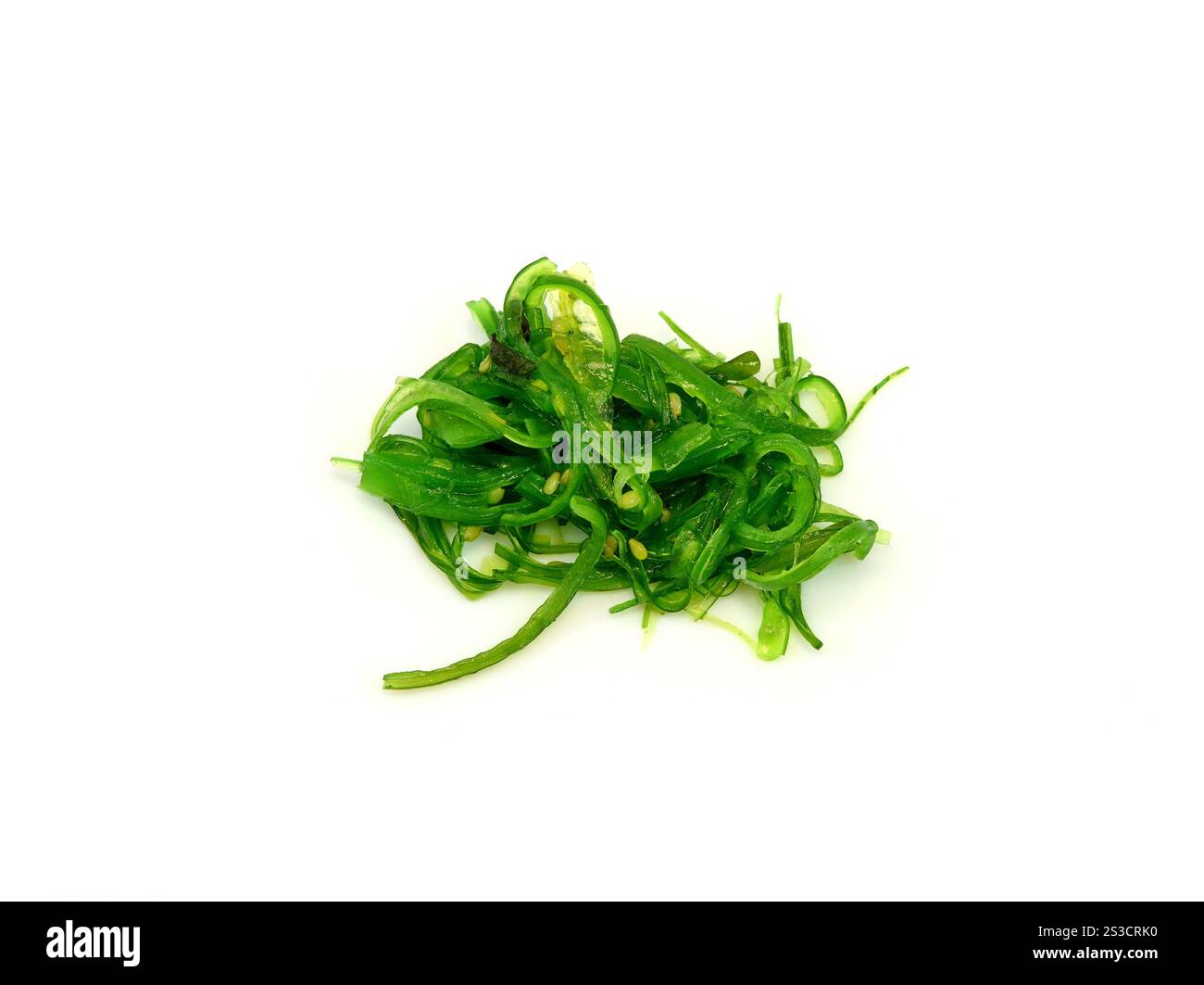 Heap of organic Japanese Wakame salad isolated on white background ...