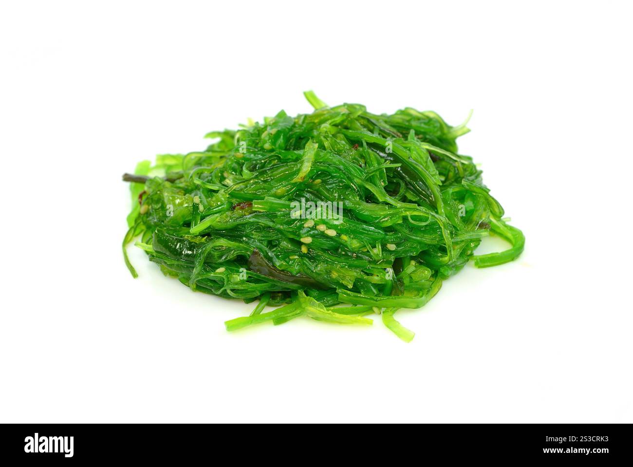 Heap of organic Japanese Wakame salad isolated on white background ...