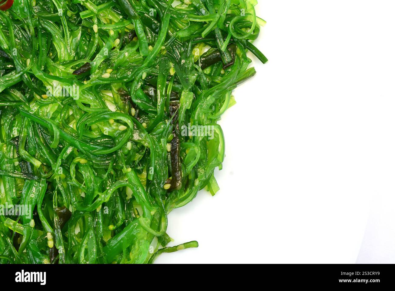 Heap of organic Japanese Wakame salad isolated on white background ...