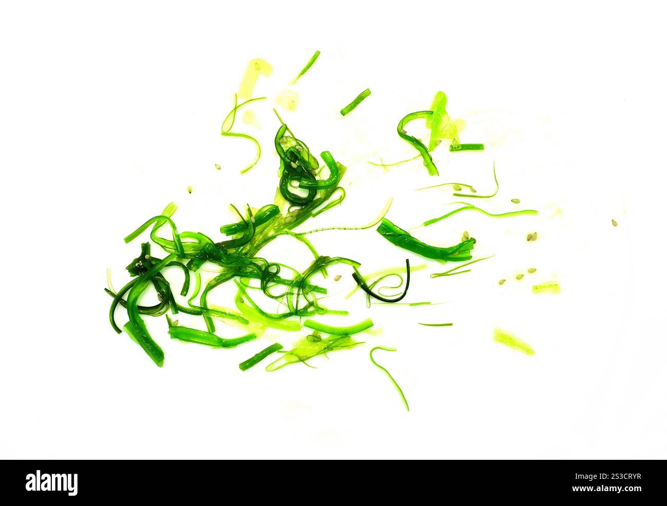 Heap of organic Japanese Wakame salad isolated on white background ...