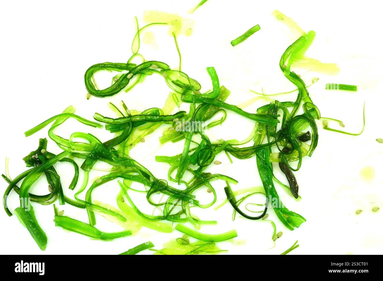 Heap of organic Japanese Wakame salad isolated on white background ...