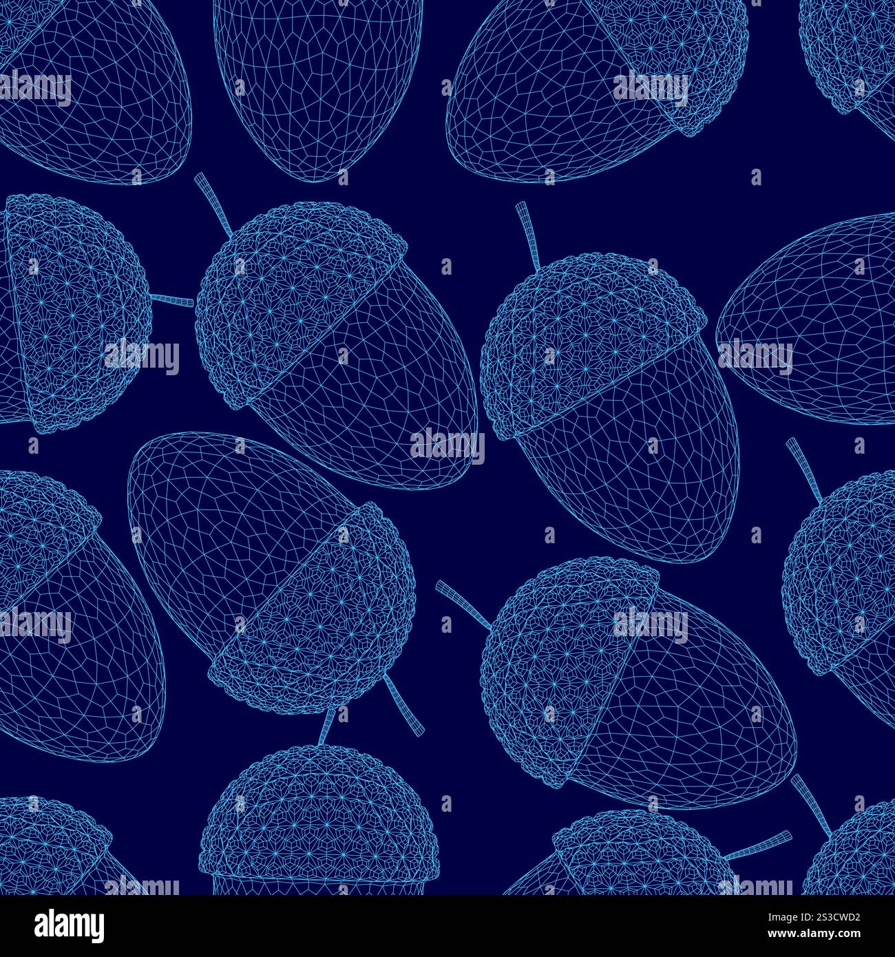 Blue background with a pattern of acorns. The acorns are stylized and ...