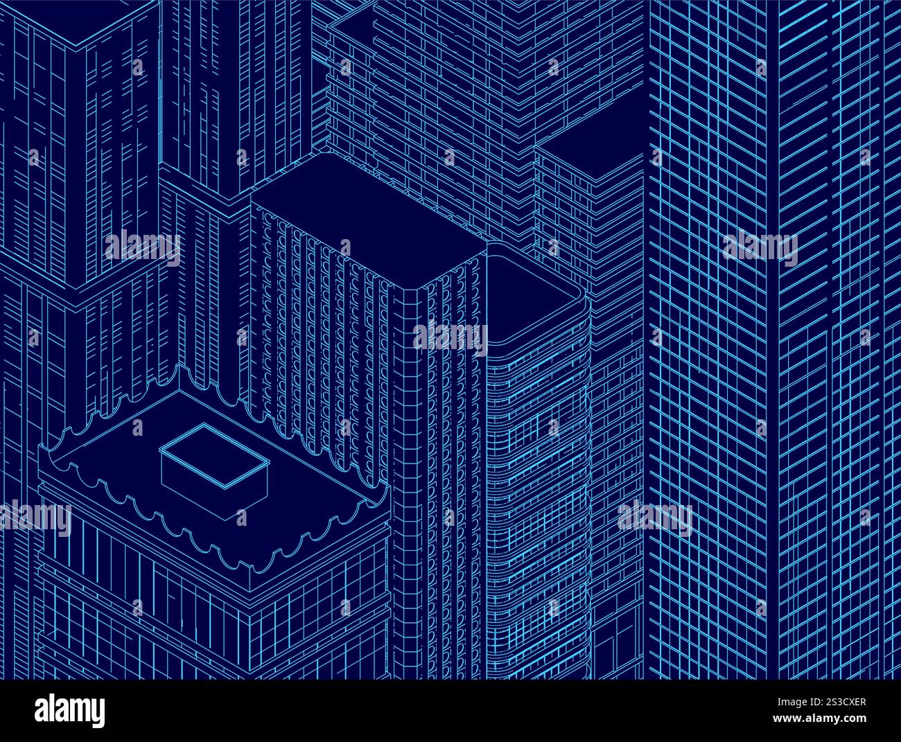 Blue cityscape with buildings and a rooftop. The buildings are tall Stock Vector Image & Art - Alamy