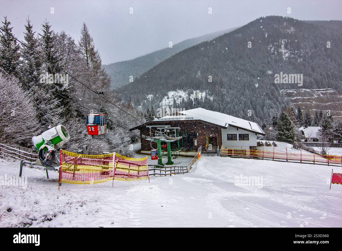 View of the Ski Lift Station in Winter Wonderland Stock Photo - Alamy