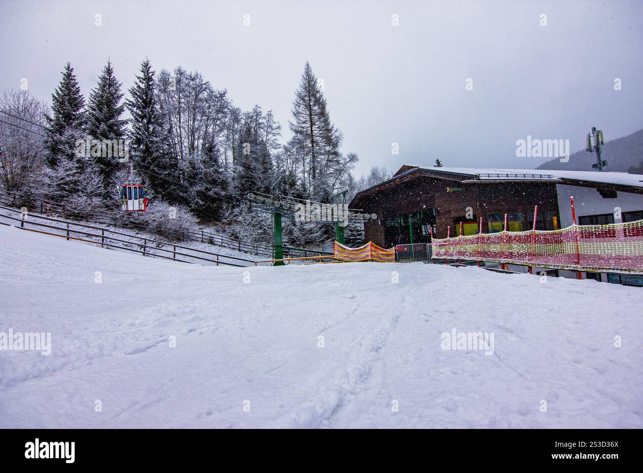 View of the Ski Lift Station in Winter Wonderland Stock Photo - Alamy