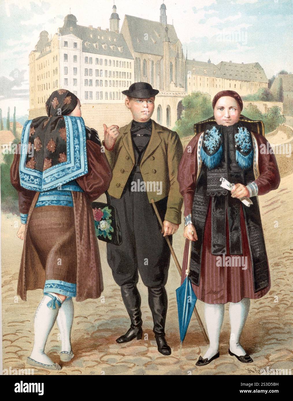 Costumes in Germany around 1820, Altenburg, digitally retouched ...