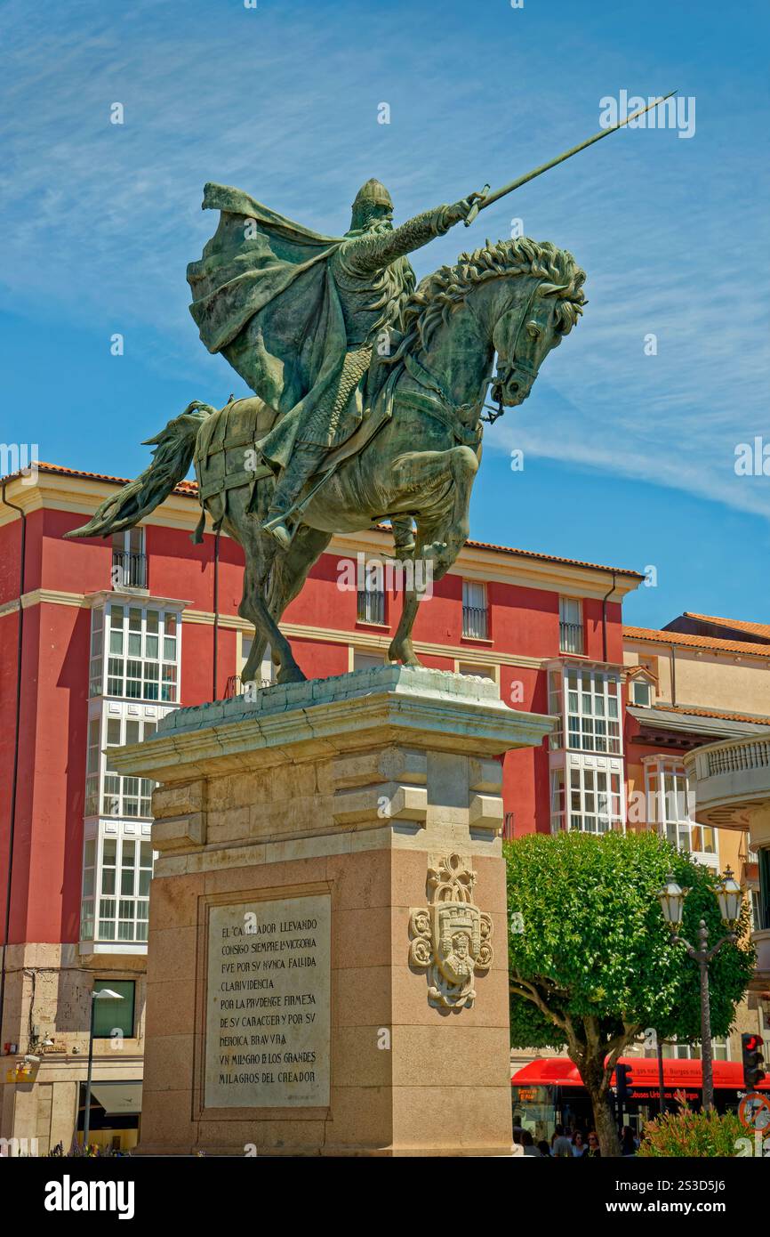 Statue of local hero Rodrigo Diaz de Vivar, also known as El Cid, at ...