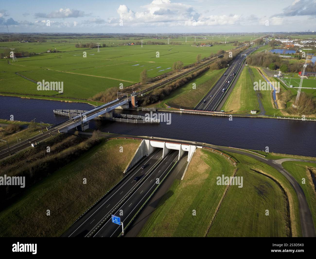 NES - Aerial photo aqueduct Mid-Friesland (Prinses Margrietkanaal) with ...