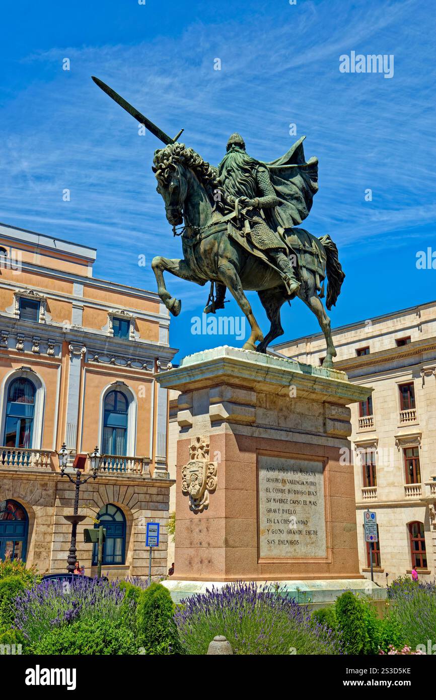Statue of local hero Rodrigo Diaz de Vivar, also known as El Cid, at ...