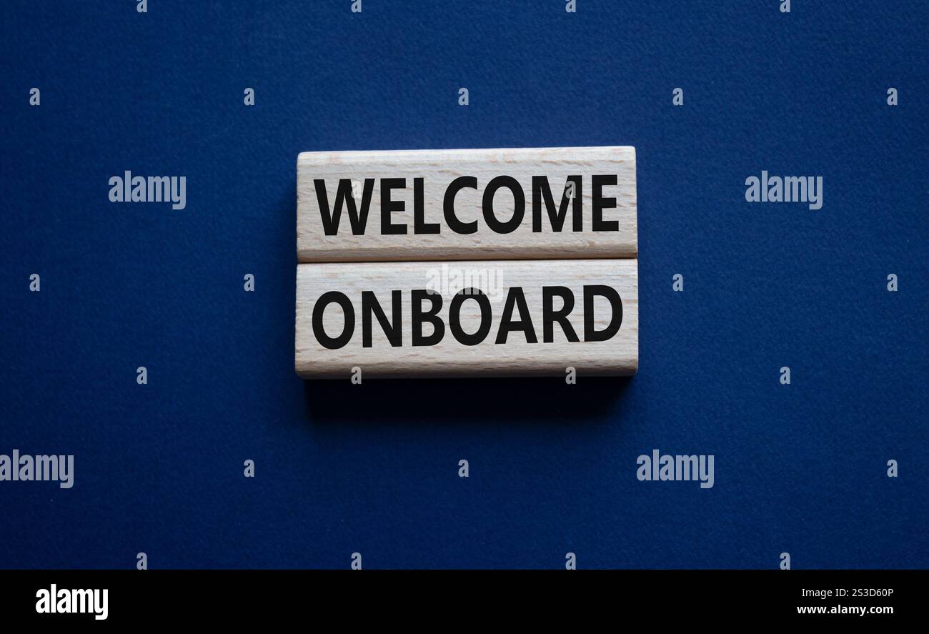 Welcome onboard symbol. Concept words Welcome onboard on wooden blocks ...