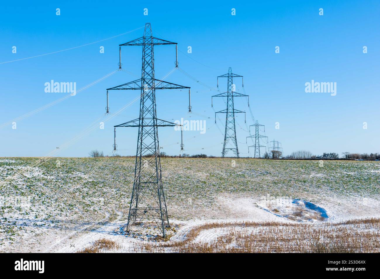 Long Bredy, Dorset, UK. 9th January 2025. UK Weather. National Grid ...