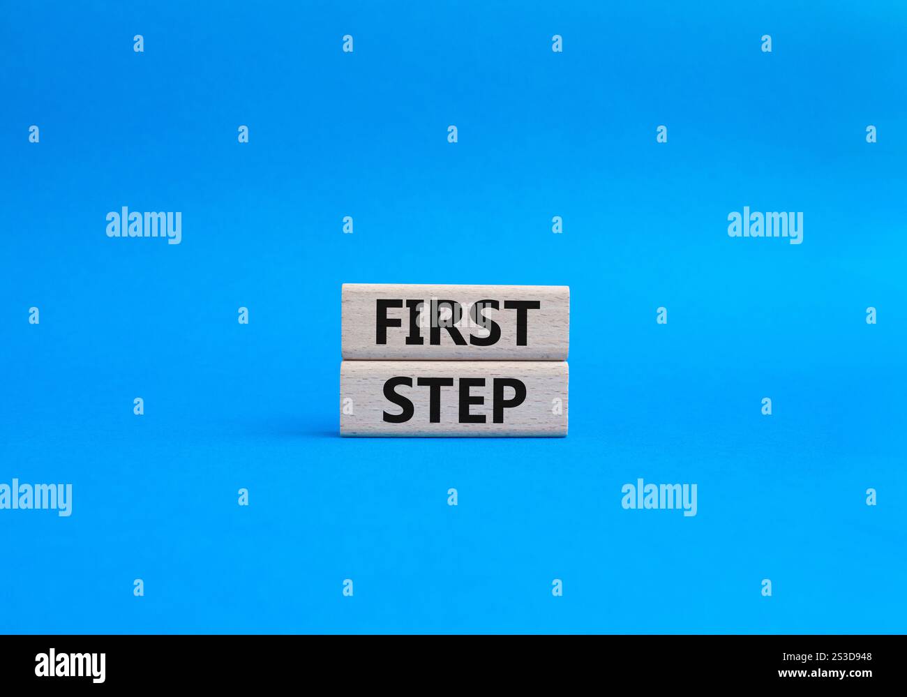 First step symbol. Wooden blocks with words 'First step'. Beautiful ...