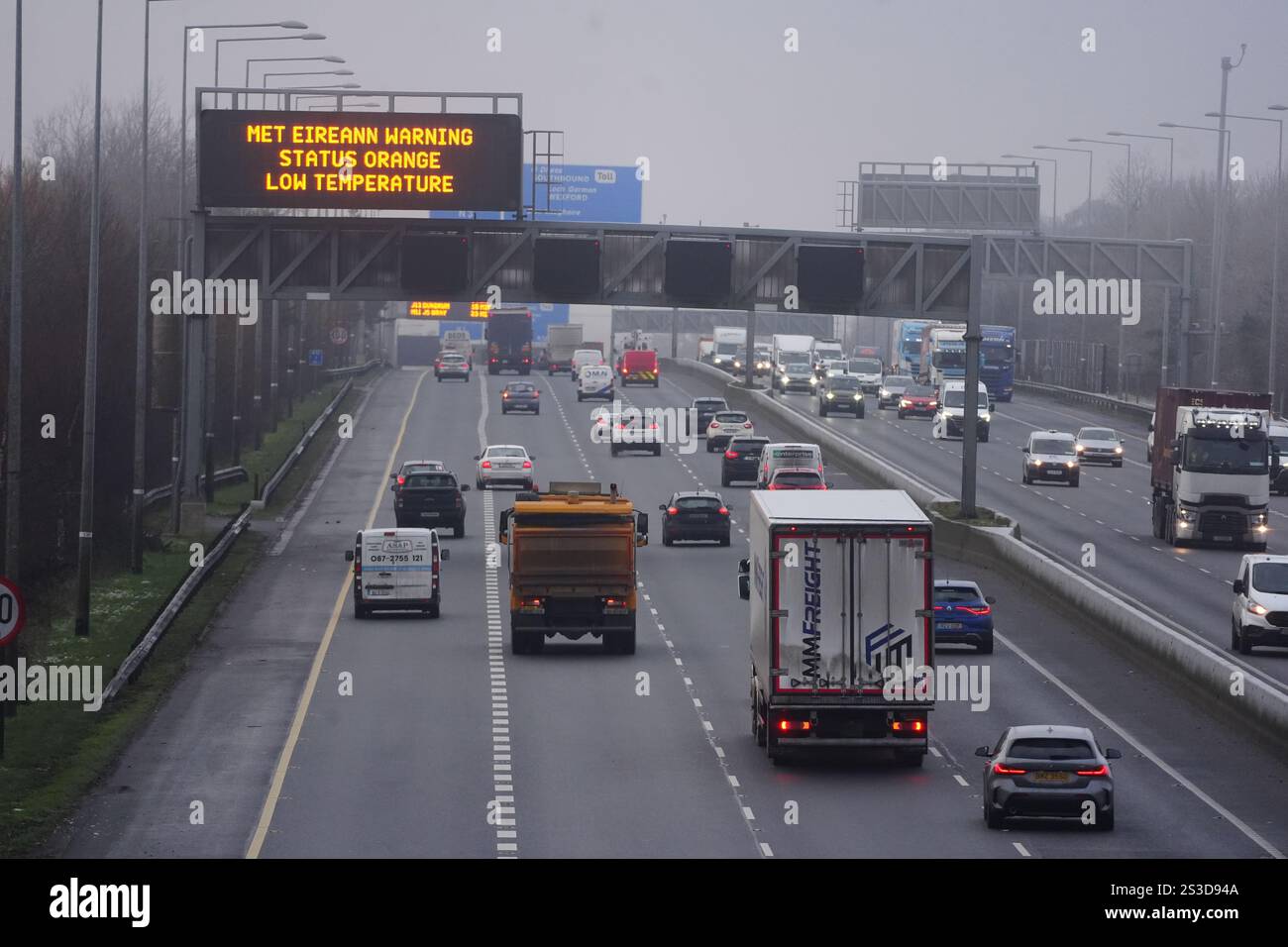 A weather warning sign on the M50 near Dublin. All of the Republic of ...