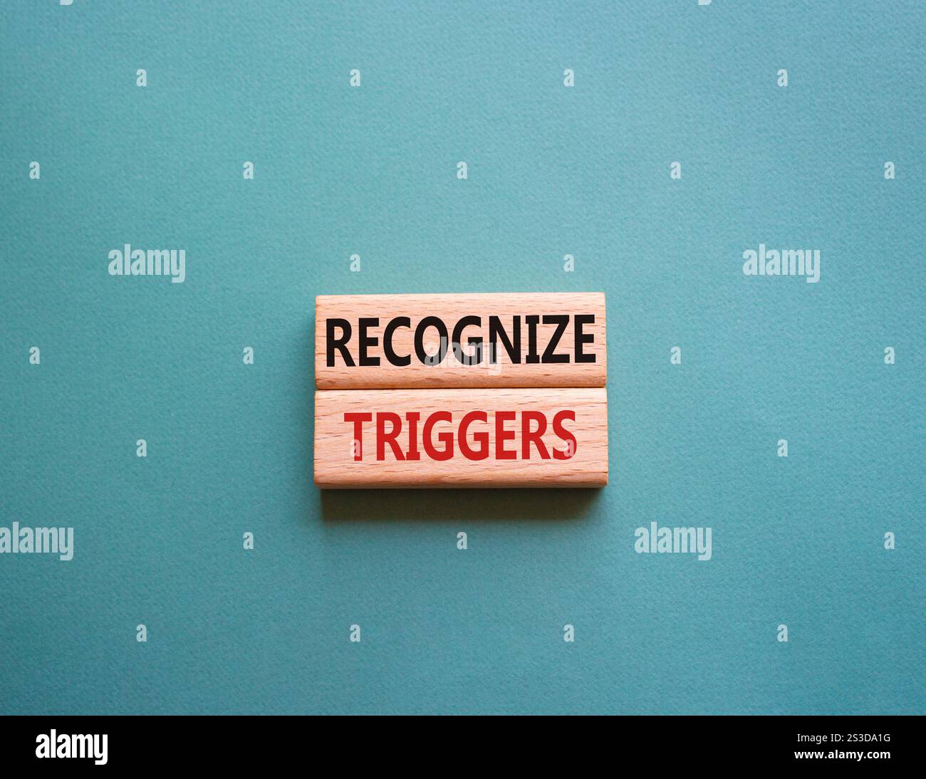 Recognize triggers symbol. Concept words Recognize triggers on wooden ...