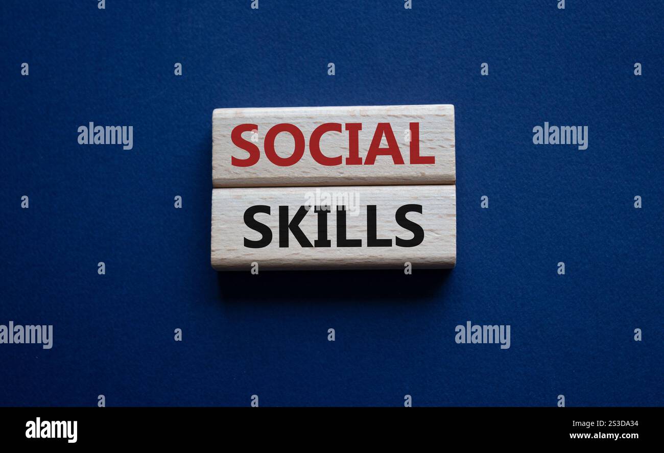 Social skills symbol. Wooden blocks with words Social skills Beautiful ...