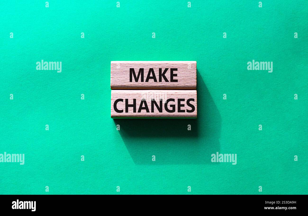 Make changes symbol. Wooden blocks with words Make changes. Beautiful ...