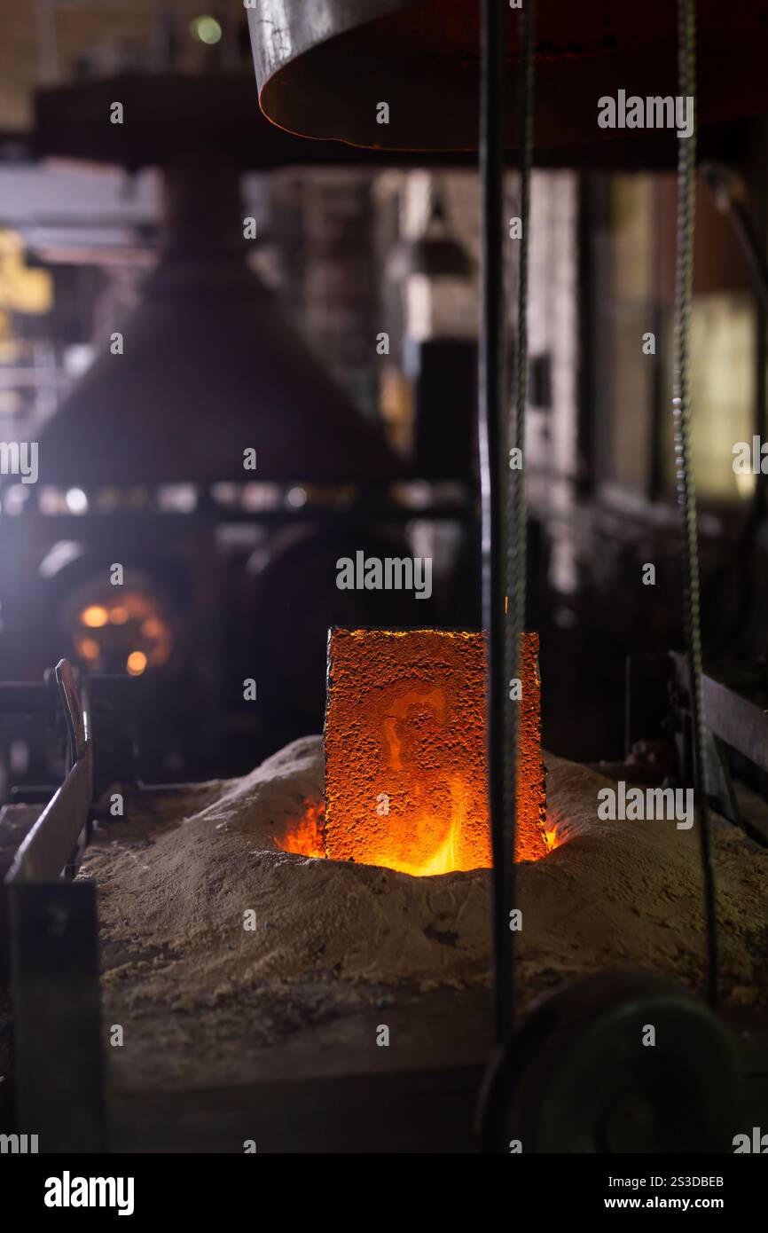 Foundry - ferrous metal is melted in an induction furnace of ...
