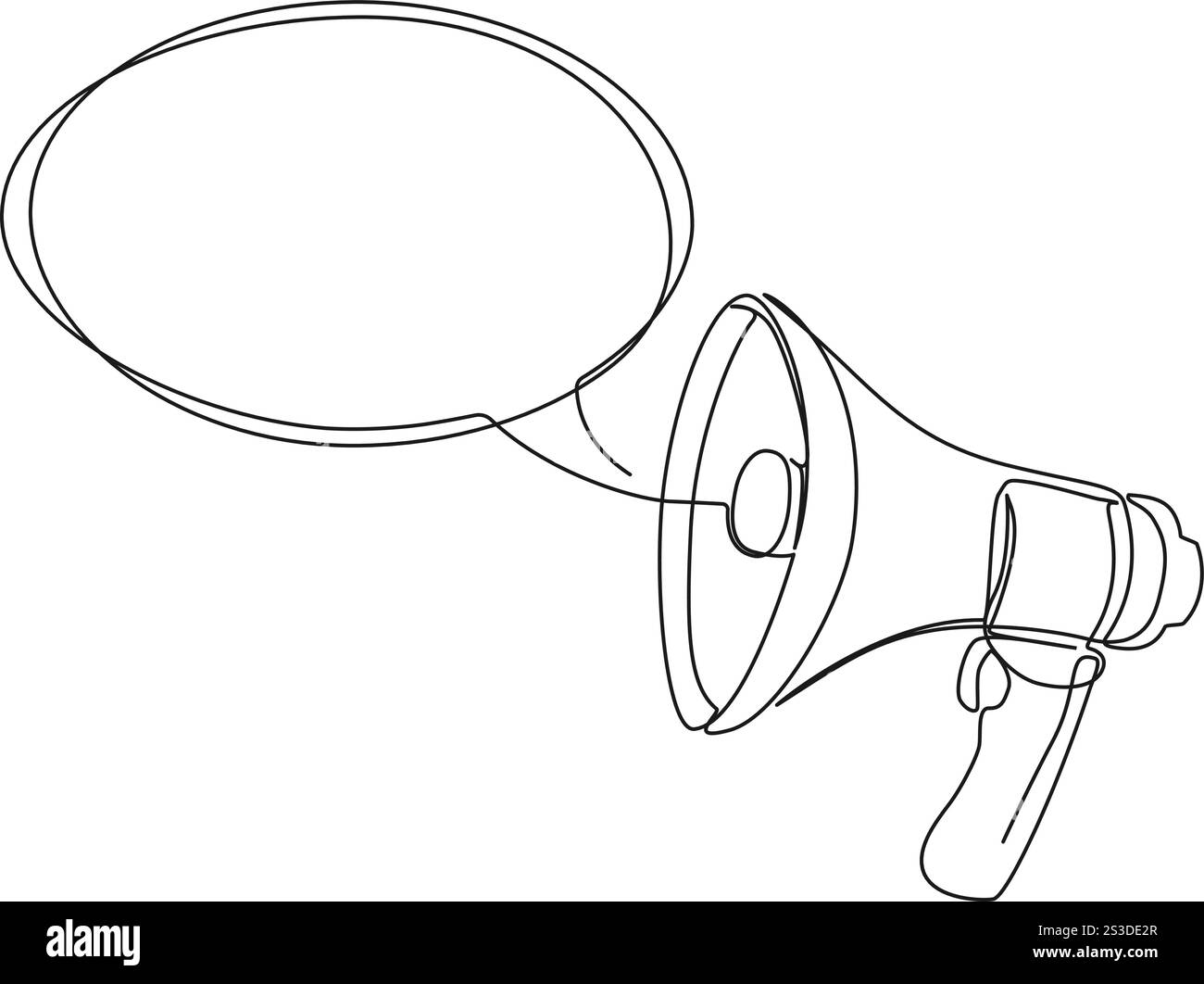 continuous single line drawing of a megaphone with speech bubble ...