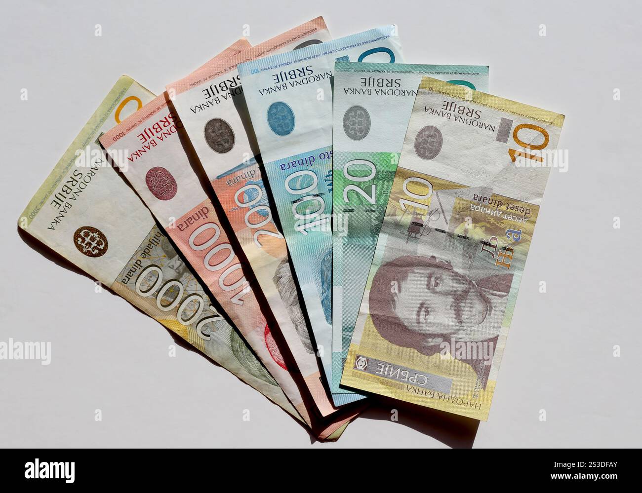Colorful Serbian Dinar Banknotes with White Background Stock Photo - Alamy