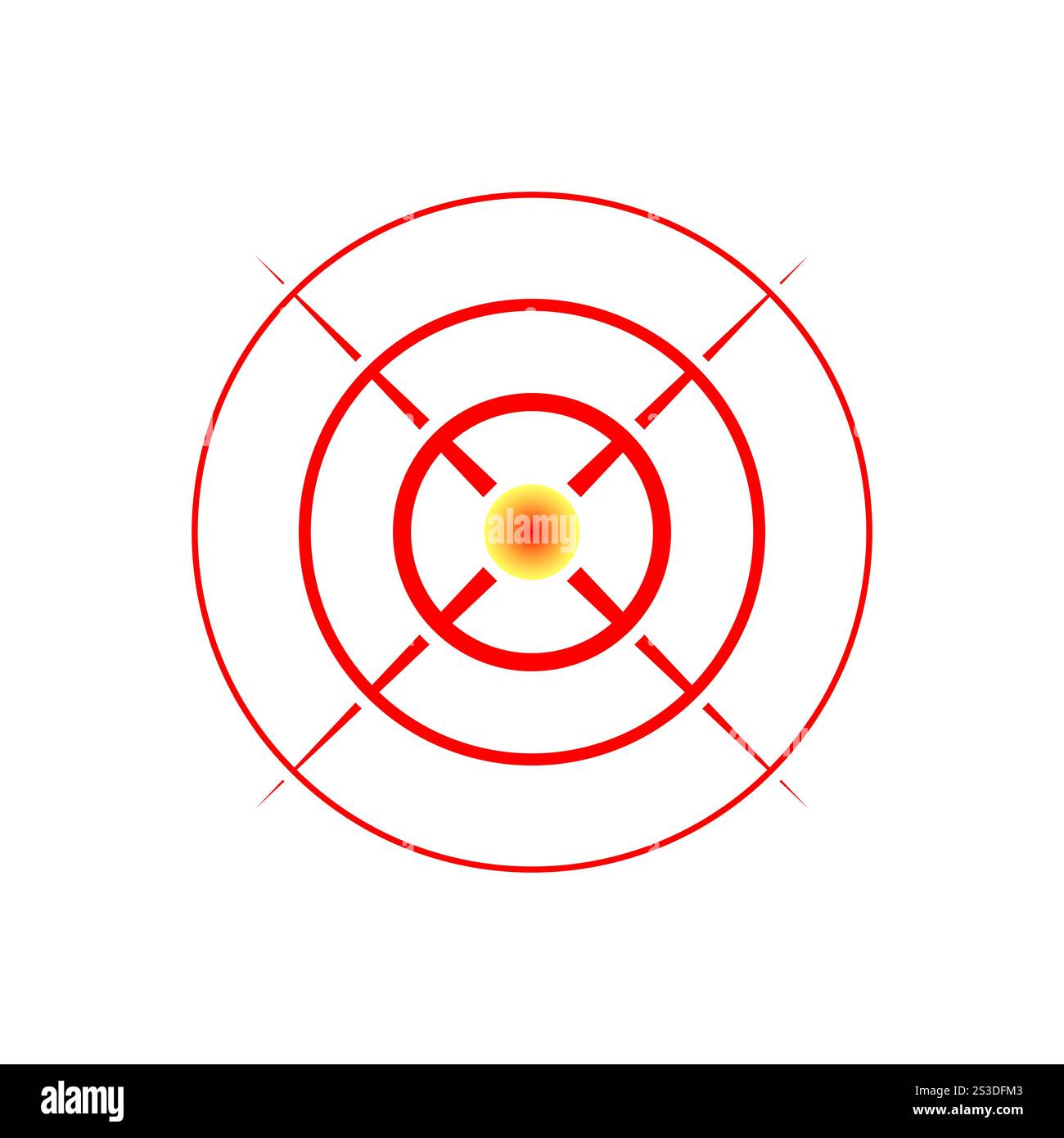 Red circle for pain localization. Sore spot mark indicating hurt region ...