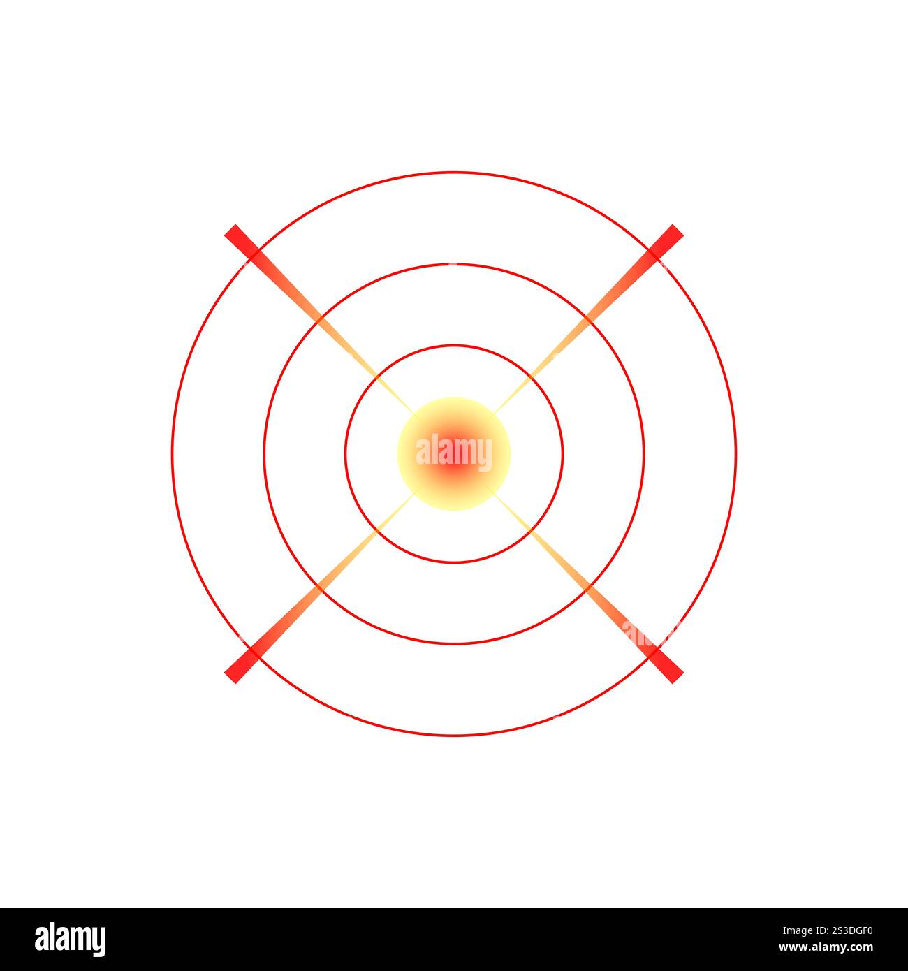Pain localization icon in red circle. Sore spot symbol for body ache ...