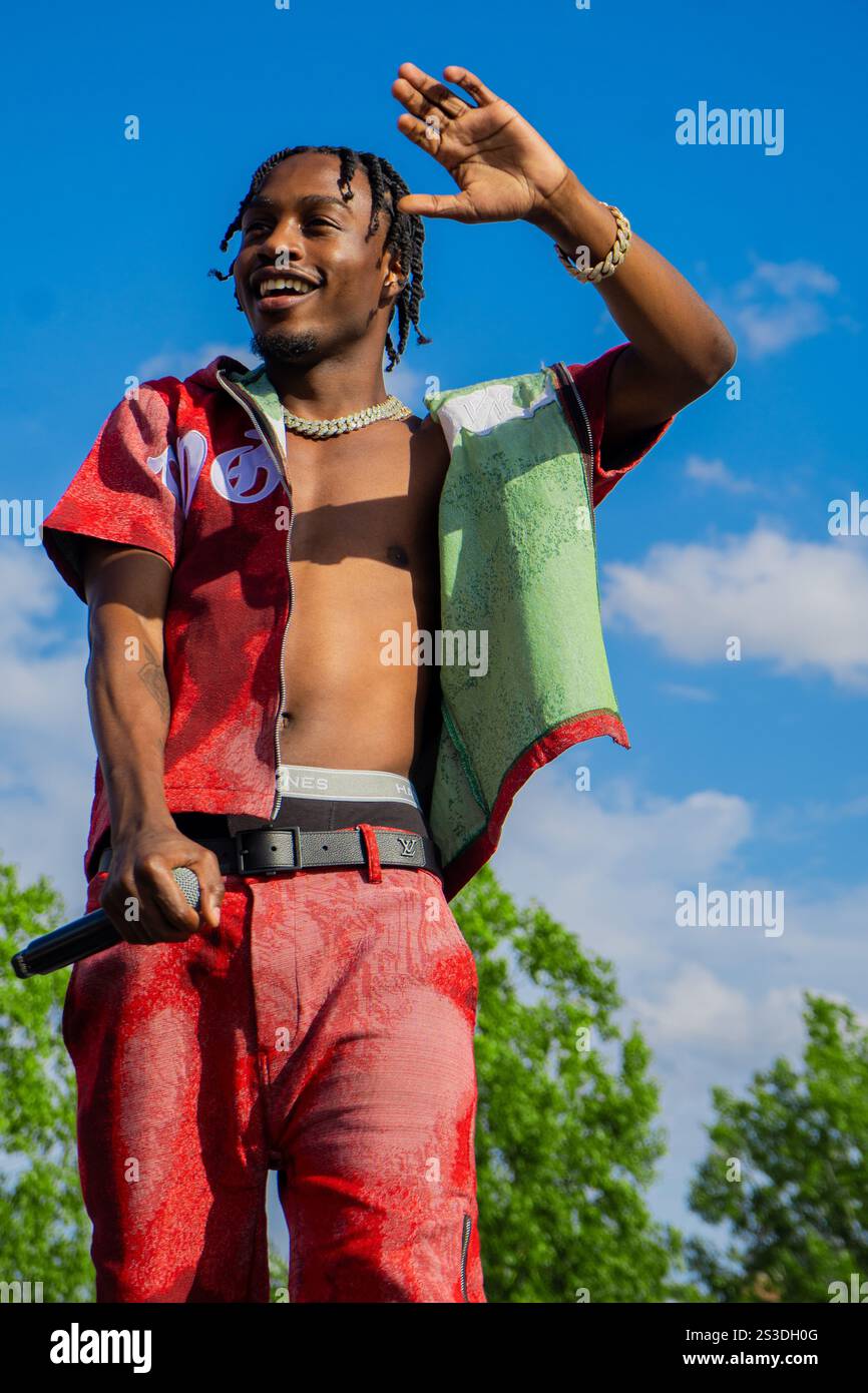 Lil Tjay performs at Wireless Festival 9th July 2023 Stock Photo - Alamy