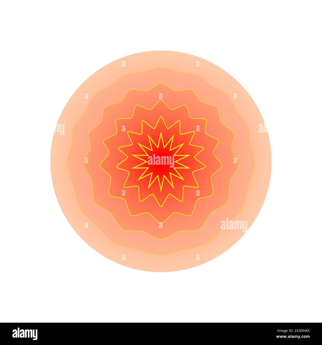 Red circle marking sore area. Pain icon symbolizing aching body part ...