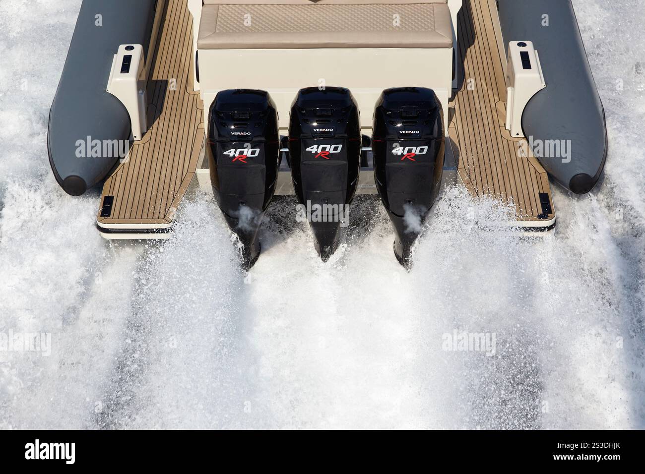 Powerful Triple 400hp Outboard Engines Propelling a Sleek Modern ...