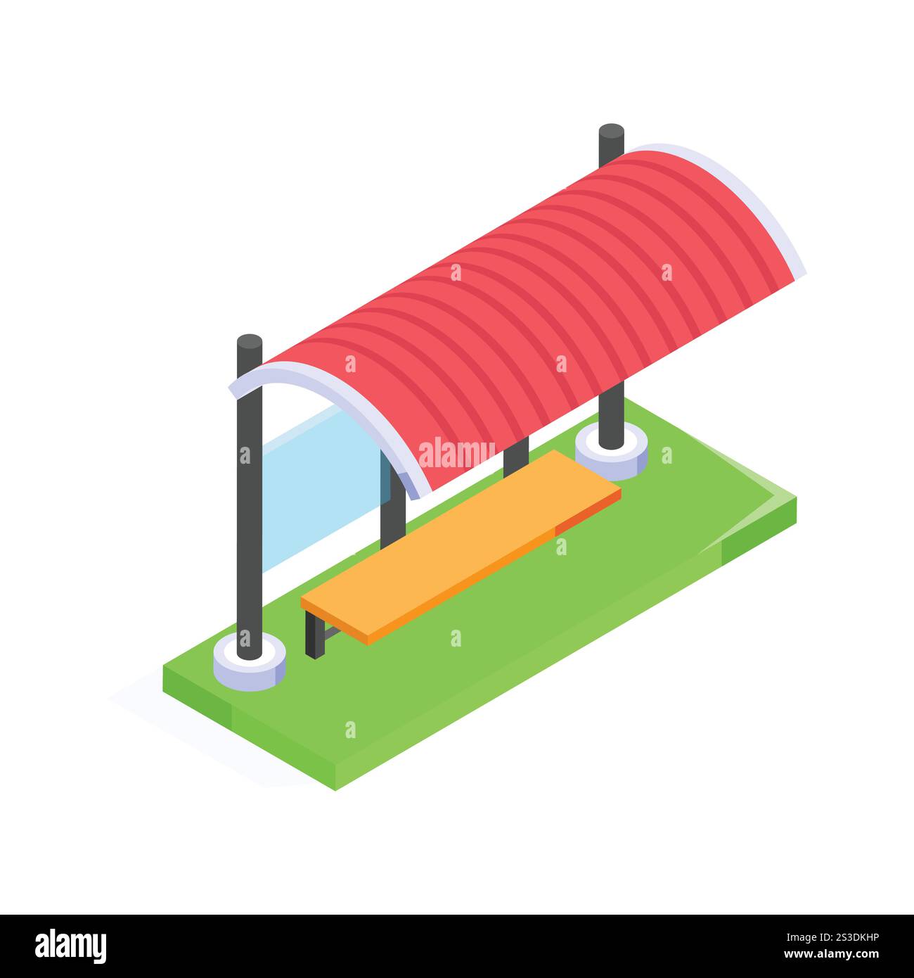 Simple bus stop with a red roof and a comfortable bench Stock Vector ...