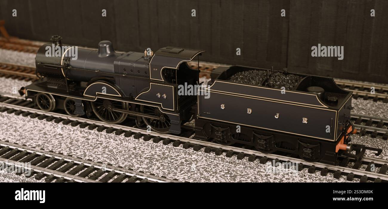 S&DJR Class 2P steam locomotive, 00 gauge scale model by Hornby. Sepia ...