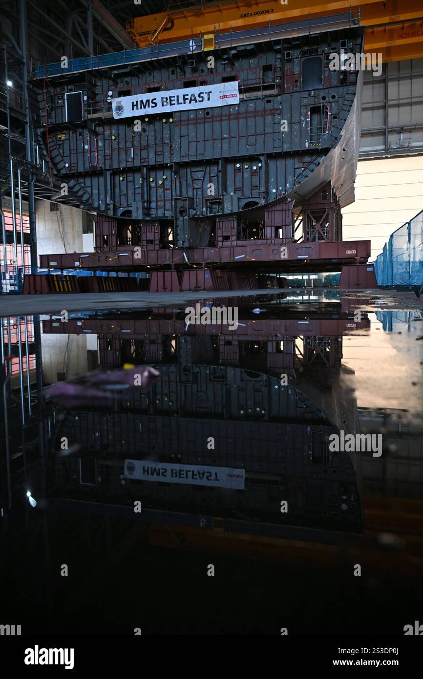 A section of HMS Belfast in the new Janet Harvey ship build hall during ...