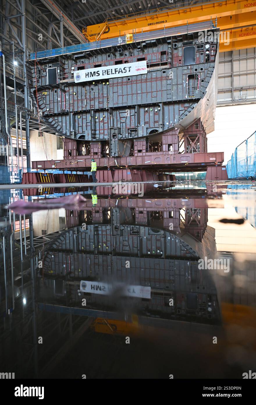 A section of HMS Belfast in the new Janet Harvey ship build hall during ...