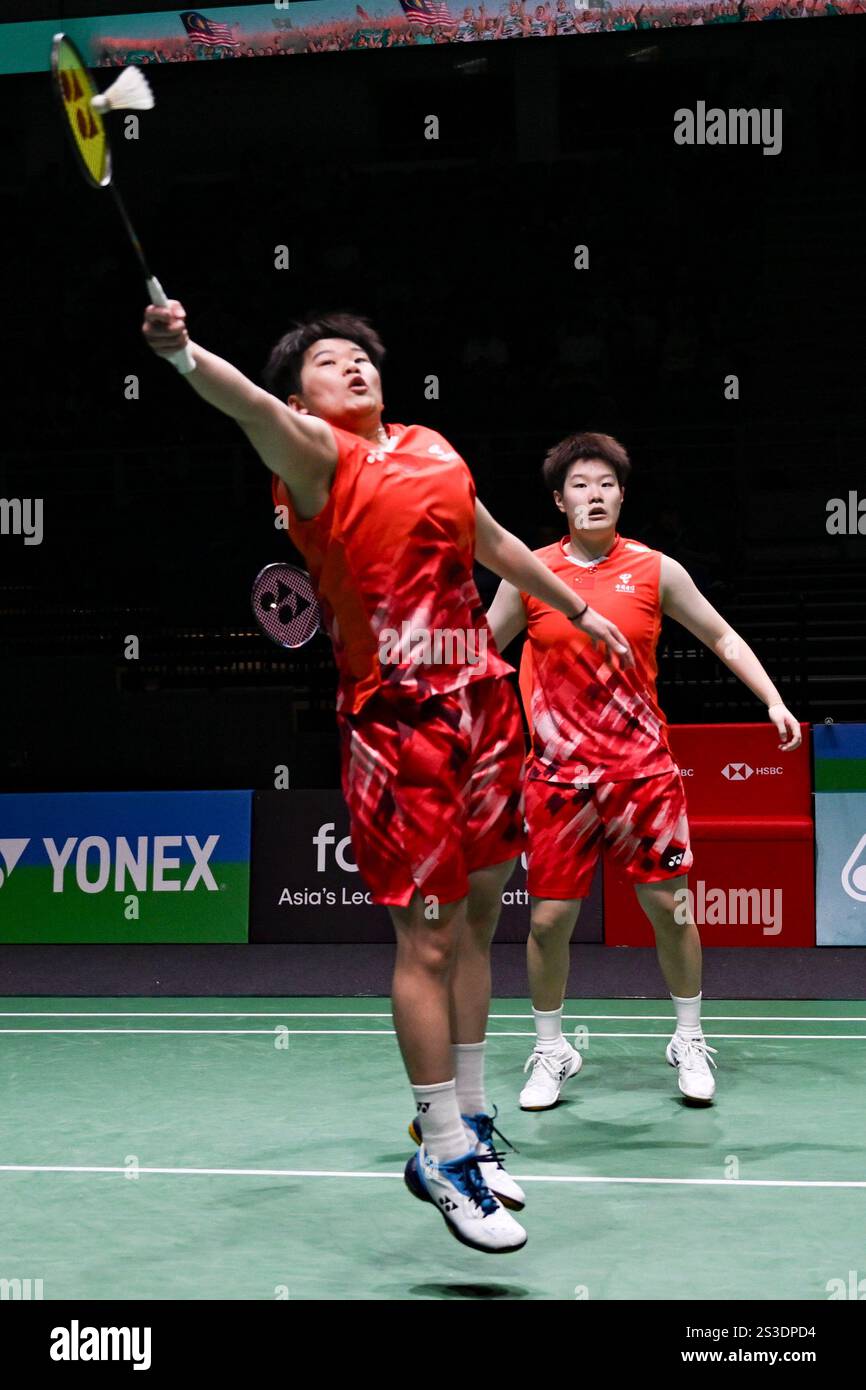 Kuala Lumpur, Malaysia. 9th Jan, 2025. Liu Shengshu/Tan Ning (L) compete during the women's ...