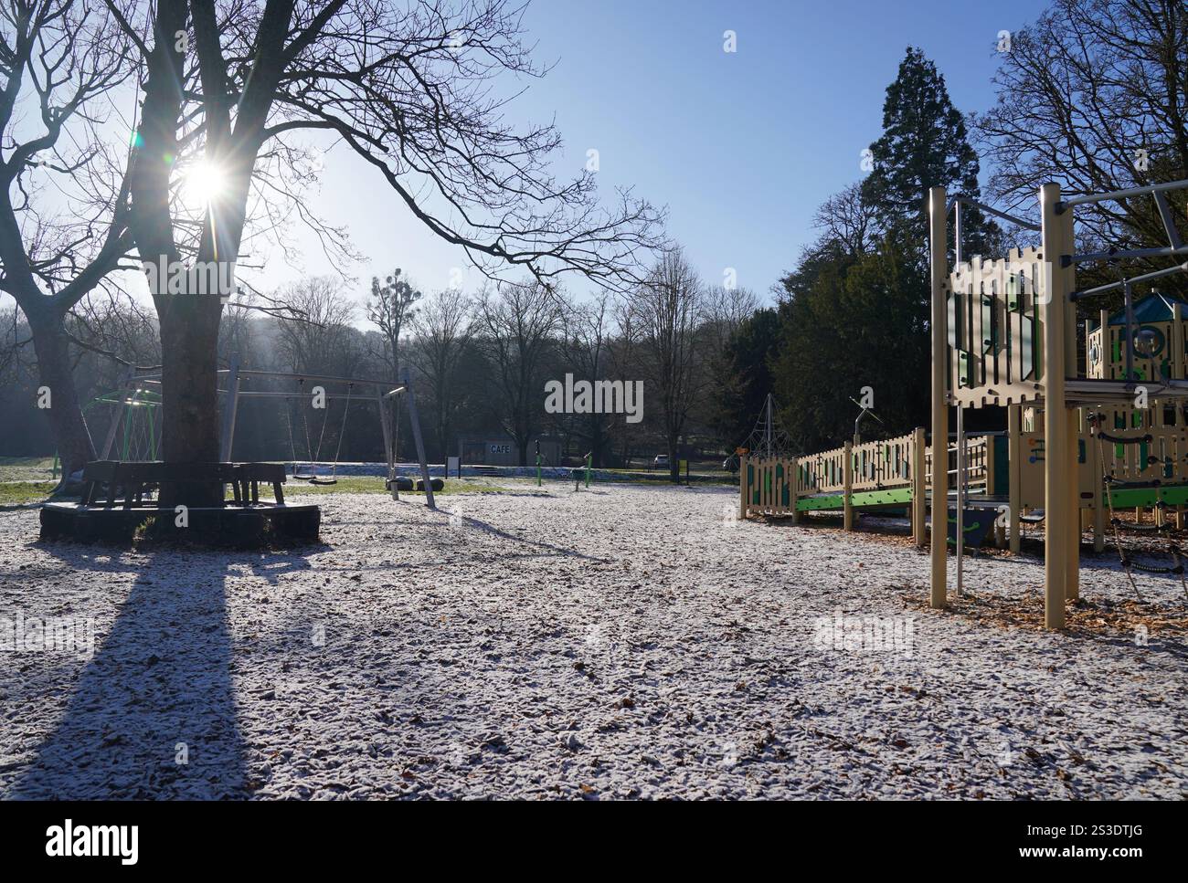 Frost lingers over parts of the Rye Adventure Playground as the midday ...