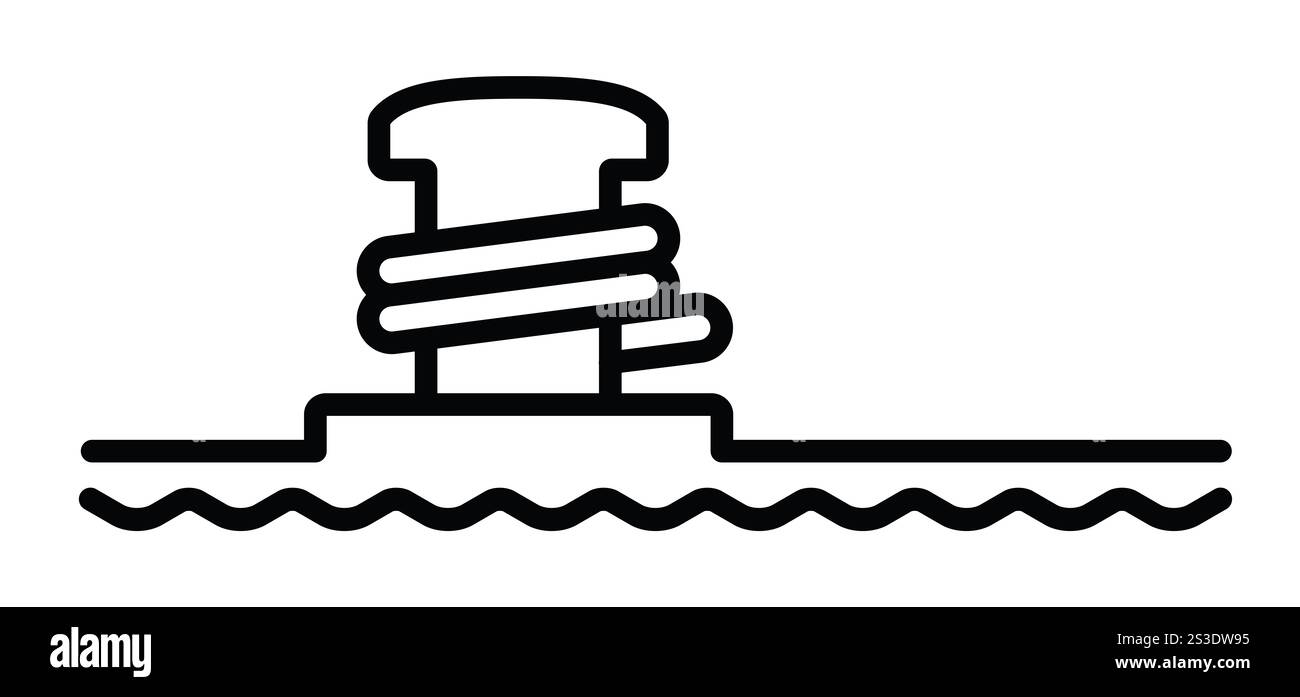 Cartoon mooring posts, or bollards icon. For ship, boat, ferry or ...