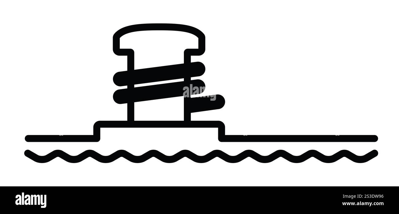Cartoon mooring posts, or bollards icon. For ship, boat, ferry or mooring boats. Marine bollard ...