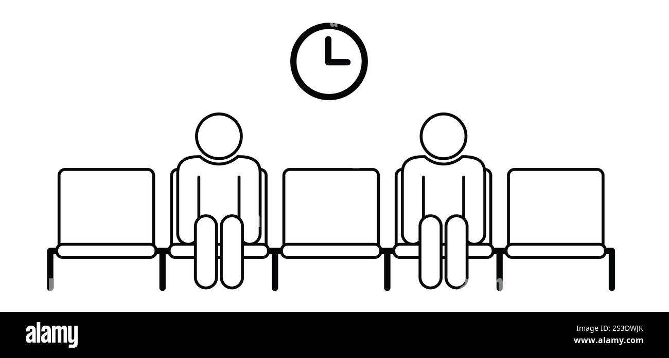 Cartoon waiting room icon. Doctor, office, patient waiting room with ...